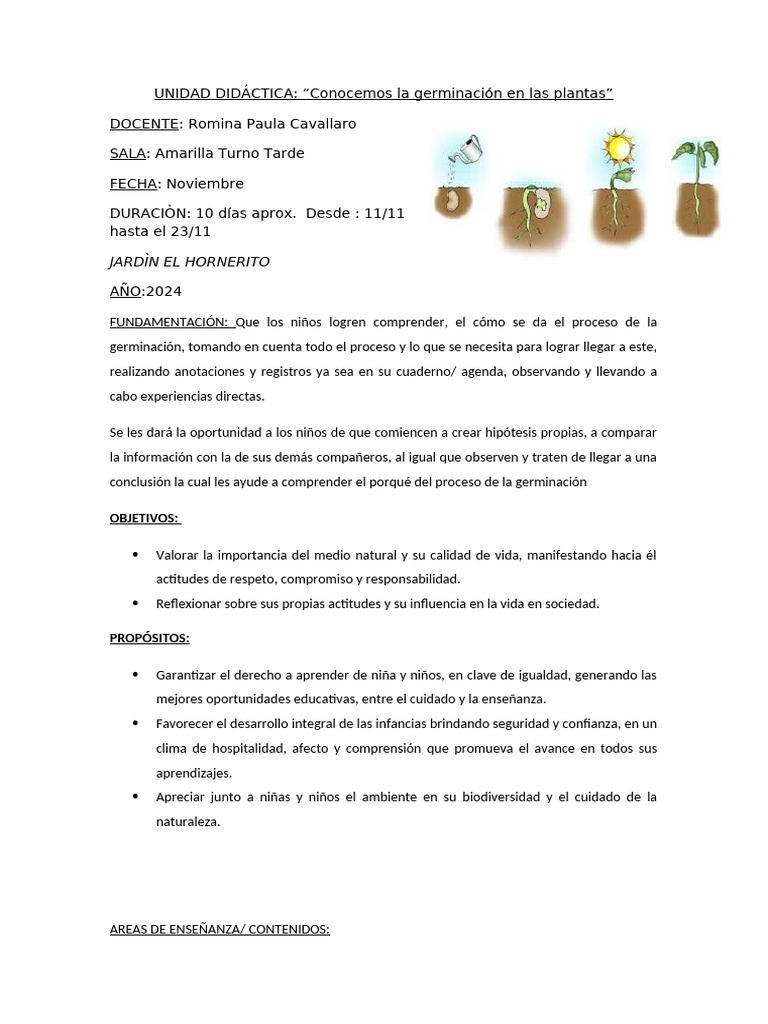 Proyecto de Germinación para Niños | PDF | Enseñando | Maestros