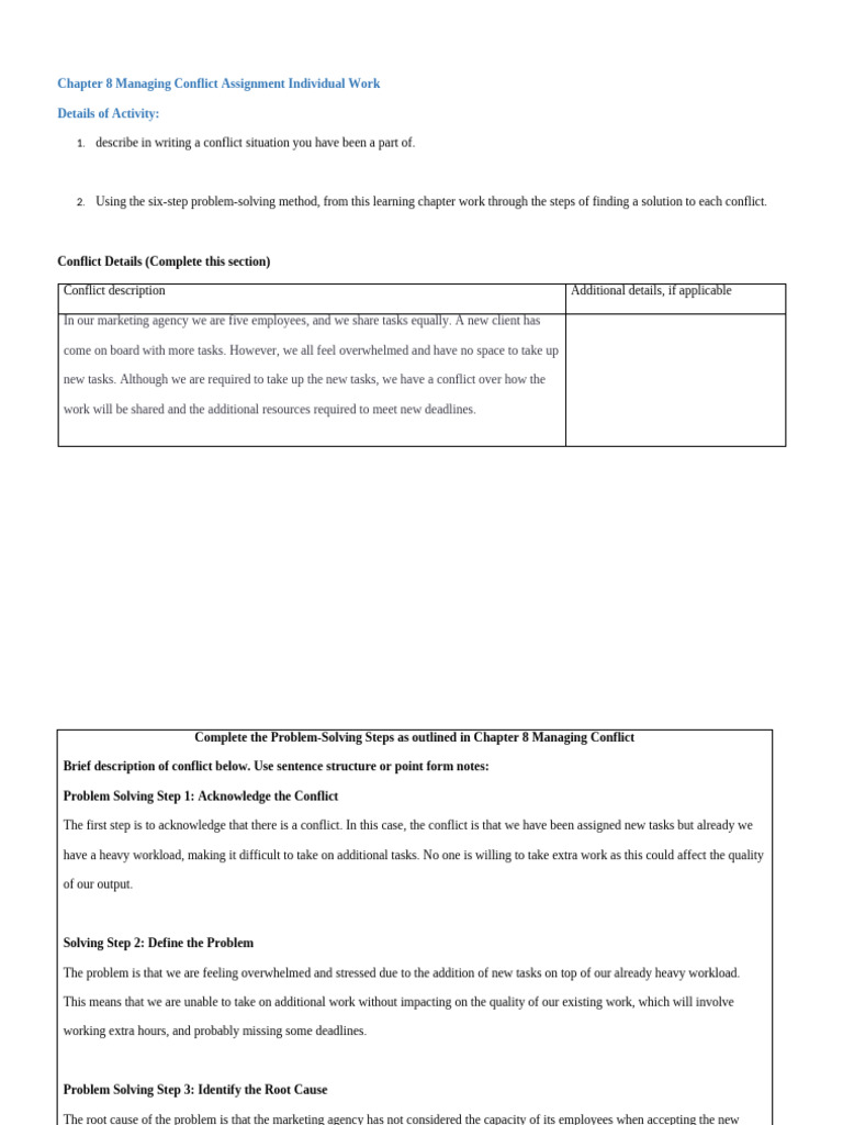 Conflict Management Assignment | PDF | Workload | Applied Psychology