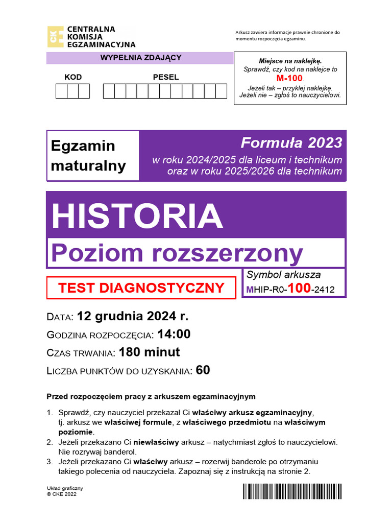 Httpsstatic2.Cke - gov.PlPROBNY EGZAMIN MATURALNY2024 DIAGHistoriaMHIP ...