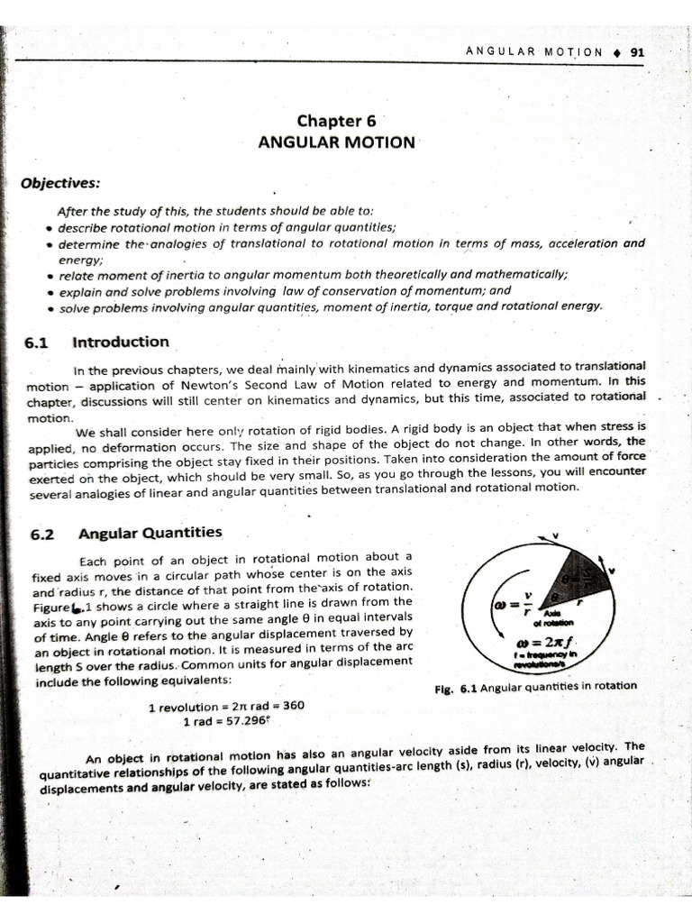 Chapter 6 - Angular Motion | PDF