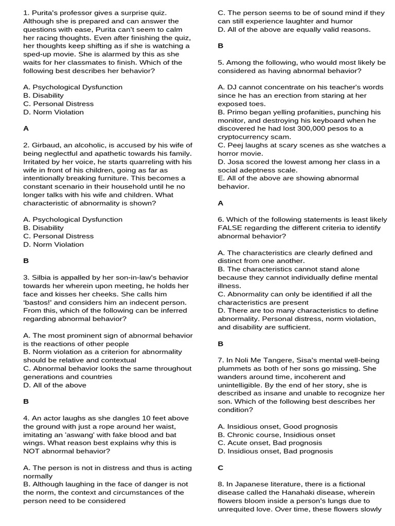 abnormal psychology | PDF | Neurotransmitter | Mental Disorder