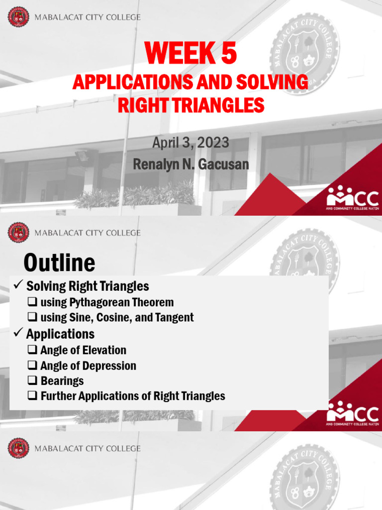 Applications Solving Right Triangles | PDF | Geometric Shapes ...