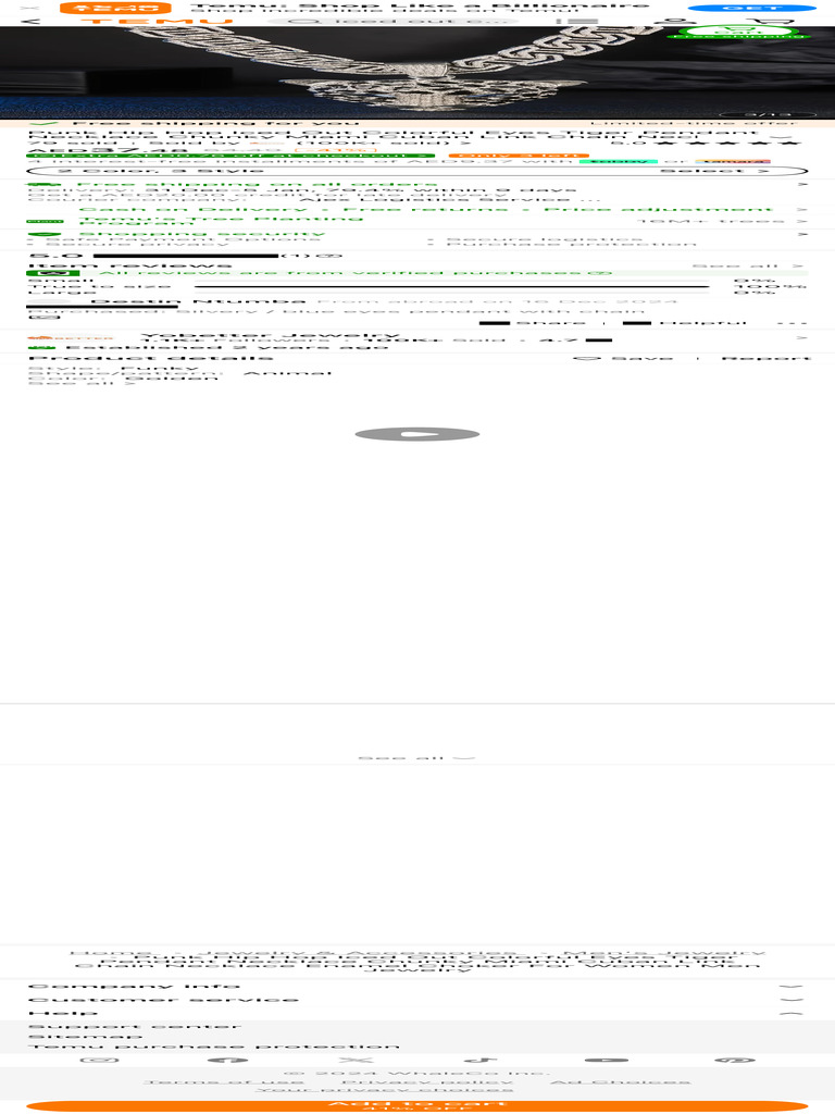 Punk Hip Hop Iced Colorful Eyes Tiger Pendant Necklace - Temu United ...