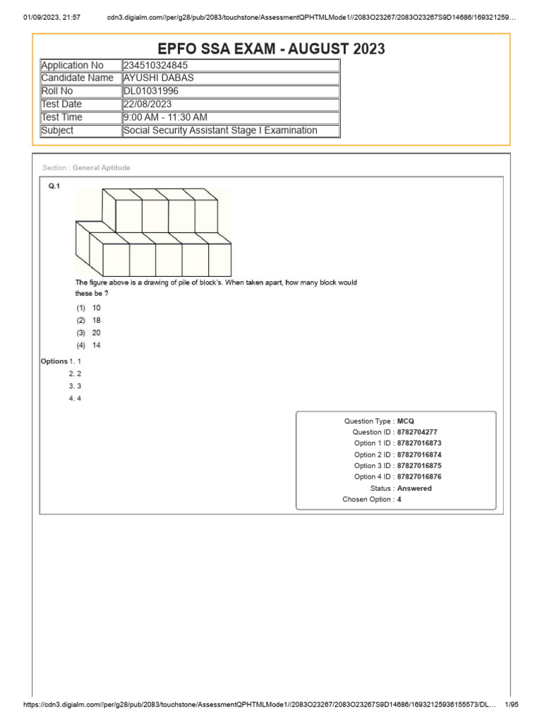 EPFO SSA Exam August 2023 Paper | PDF | Multiple Choice | Educational ...