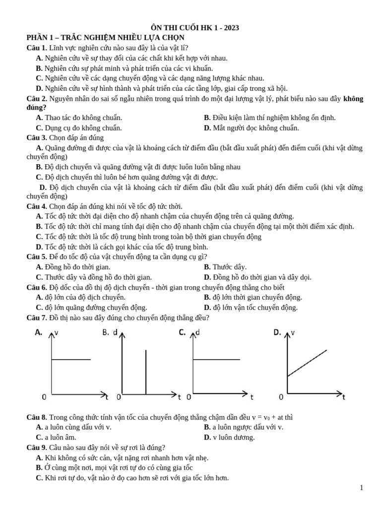 ON THI HK1-de 1-2024 | PDF
