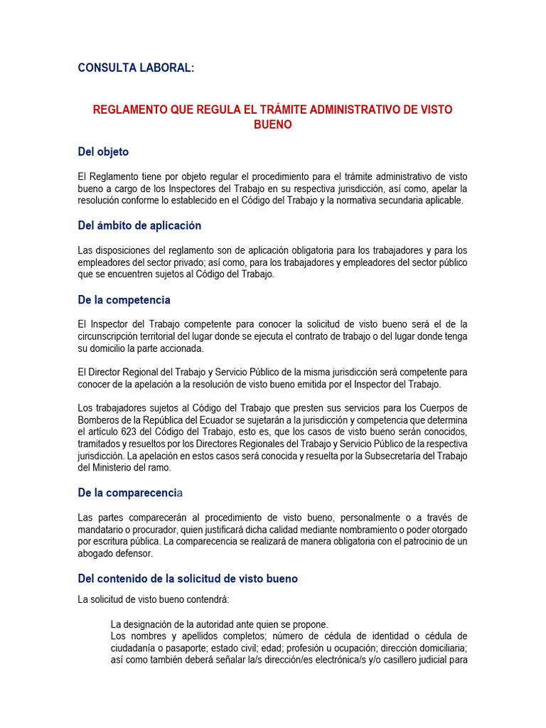 Reglamento del Trámite de Visto Bueno | PDF | Estatuto de limitaciones ...