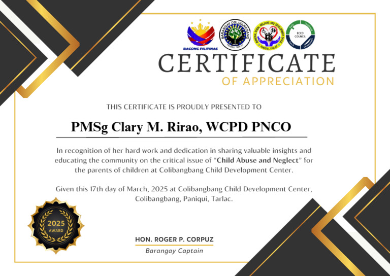 PNP Certificate of Appreciation Award | PDF