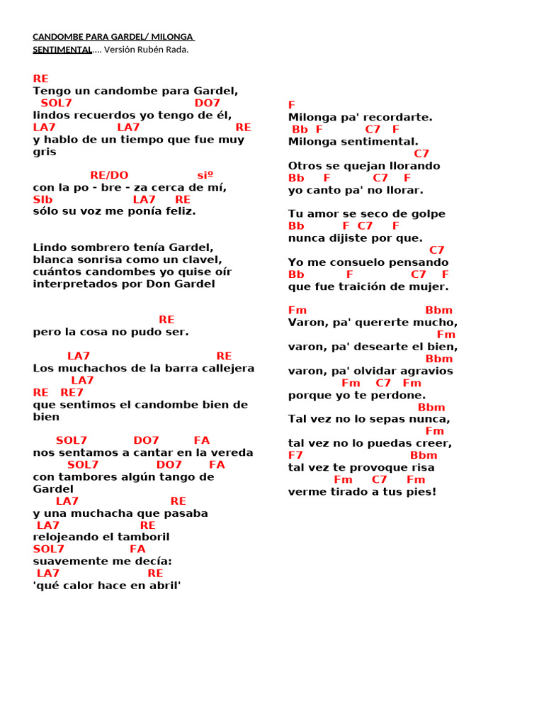 Candombe para Gardel | PDF