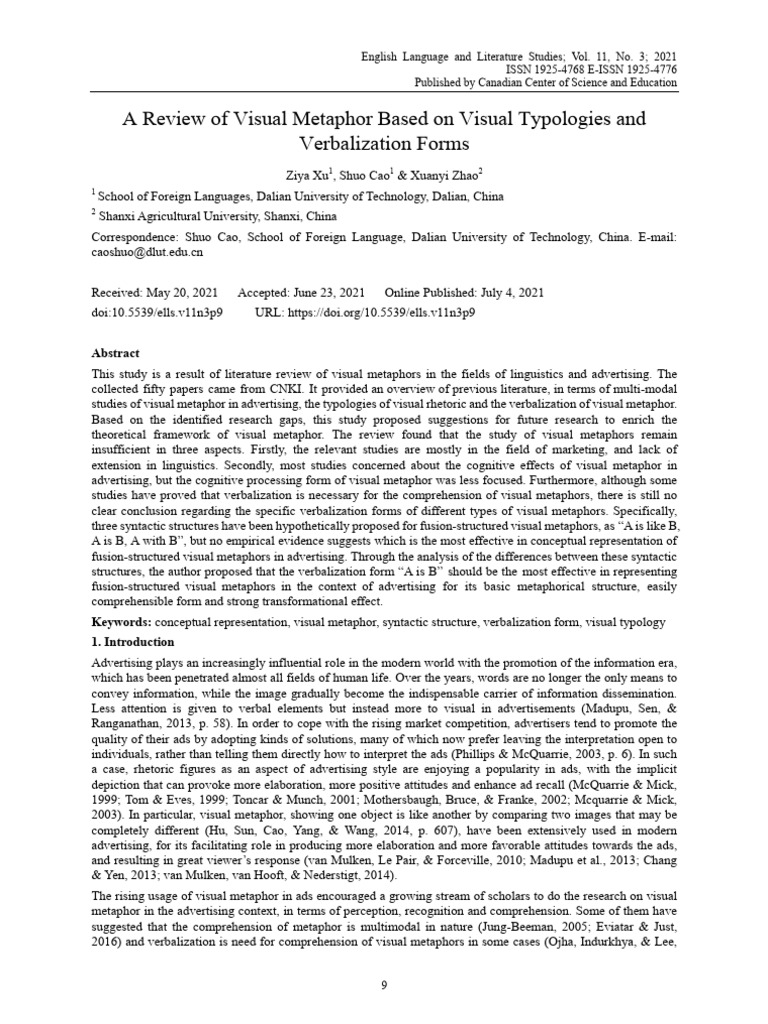 A Review of Visual Metaphor Based On Visual Typologies and ...