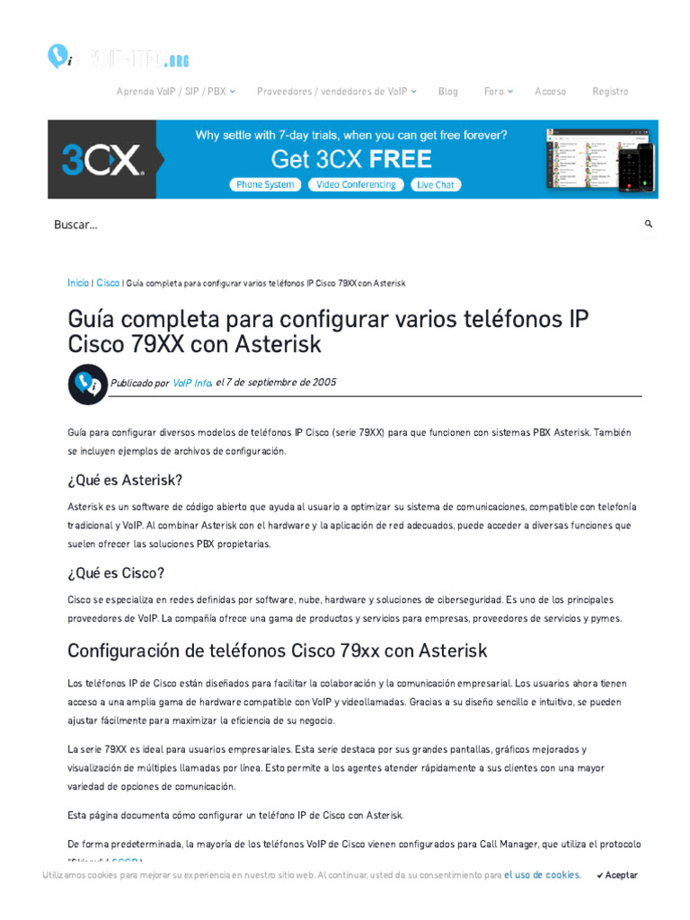 Configuración de Varios Teléfonos IP Cisco 79XX Con Asterisk | PDF | Voz sobre IP | Ingeniería ...