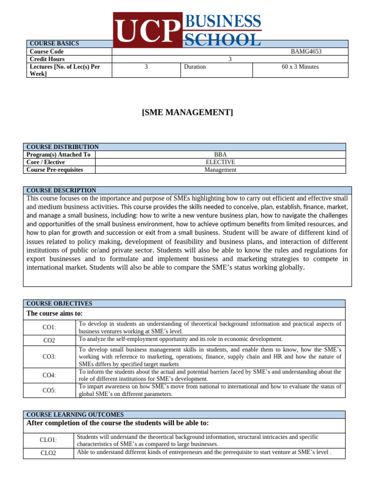 SME Management Course Overview | PDF | Small And Medium Sized ...