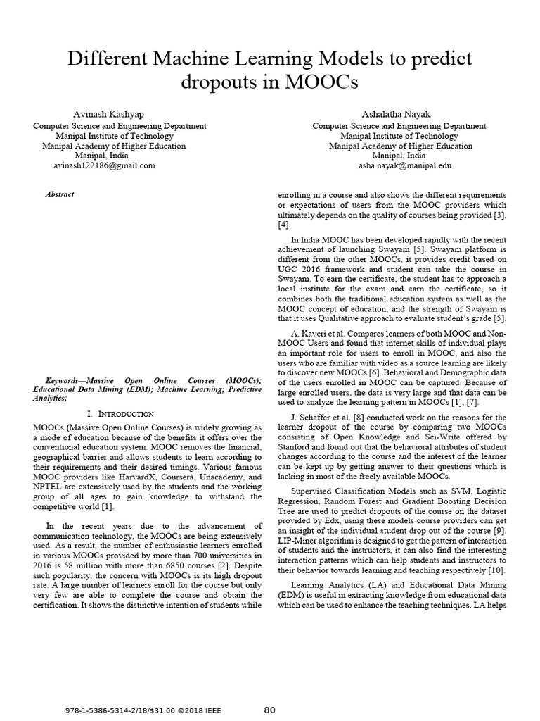 Different_Machine_Learning_Models_to_Predict_Dropouts_in_MOOCs | PDF | Support Vector Machine ...