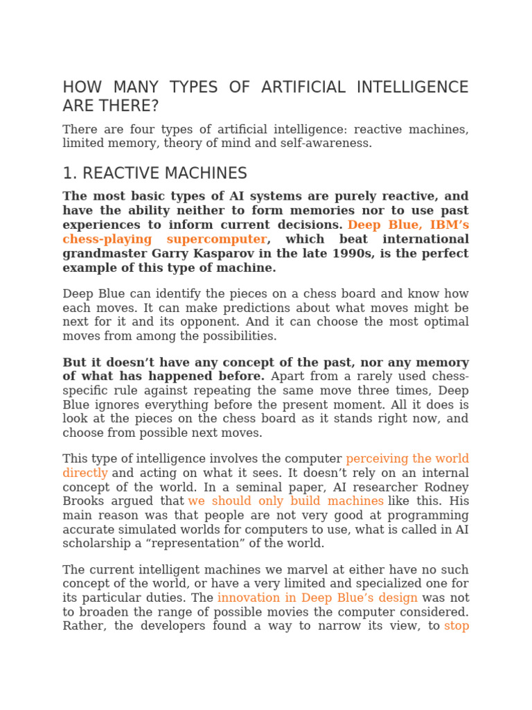 Types of Artificial Intelligence Explained | PDF | Intelligence (AI ...