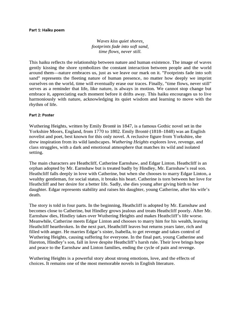 poster | PDF | Heathcliff (Wuthering Heights) | Wuthering Heights