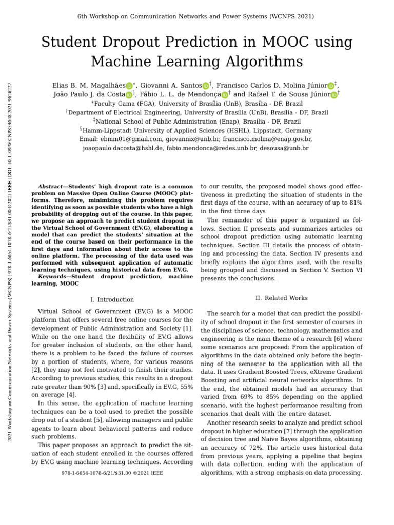 Student Dropout Prediction in MOOC Using Machine Learning Algorithms | PDF | Statistical ...
