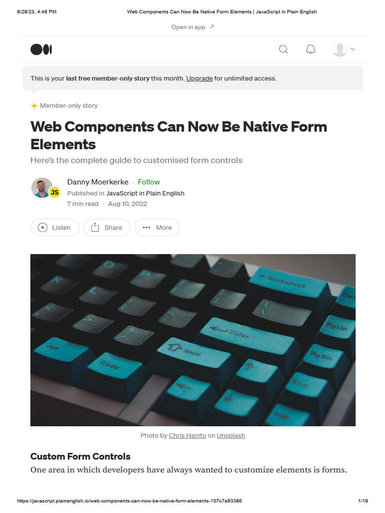 Web Components Can Now Be Native Form Elements JavaScript in Plain ...