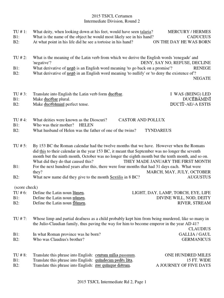 2015 TSJCL Intermediate RD 2 | PDF