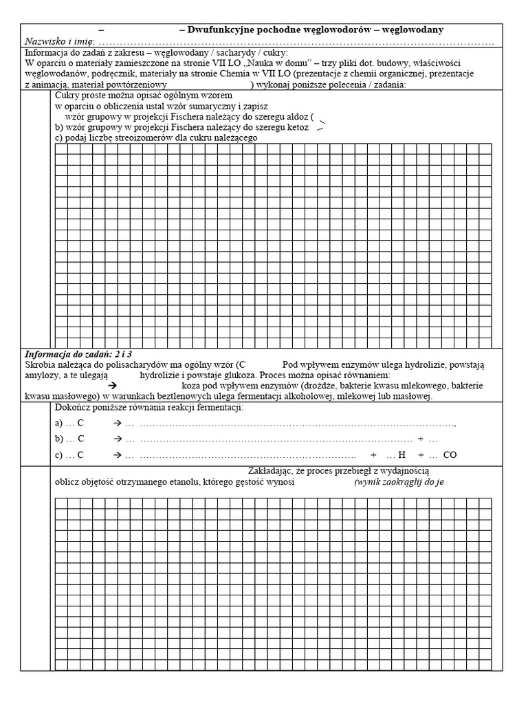 Karta Pracy 3 Cukry | PDF