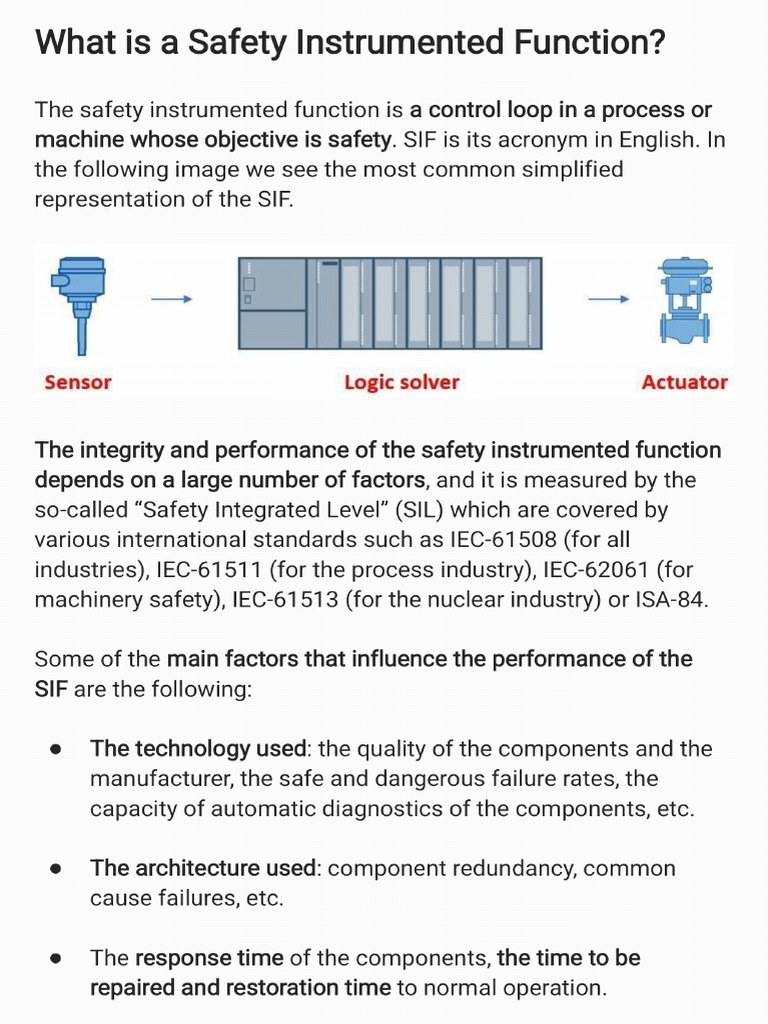 Safety Instrumented Function (SIF) | PDF