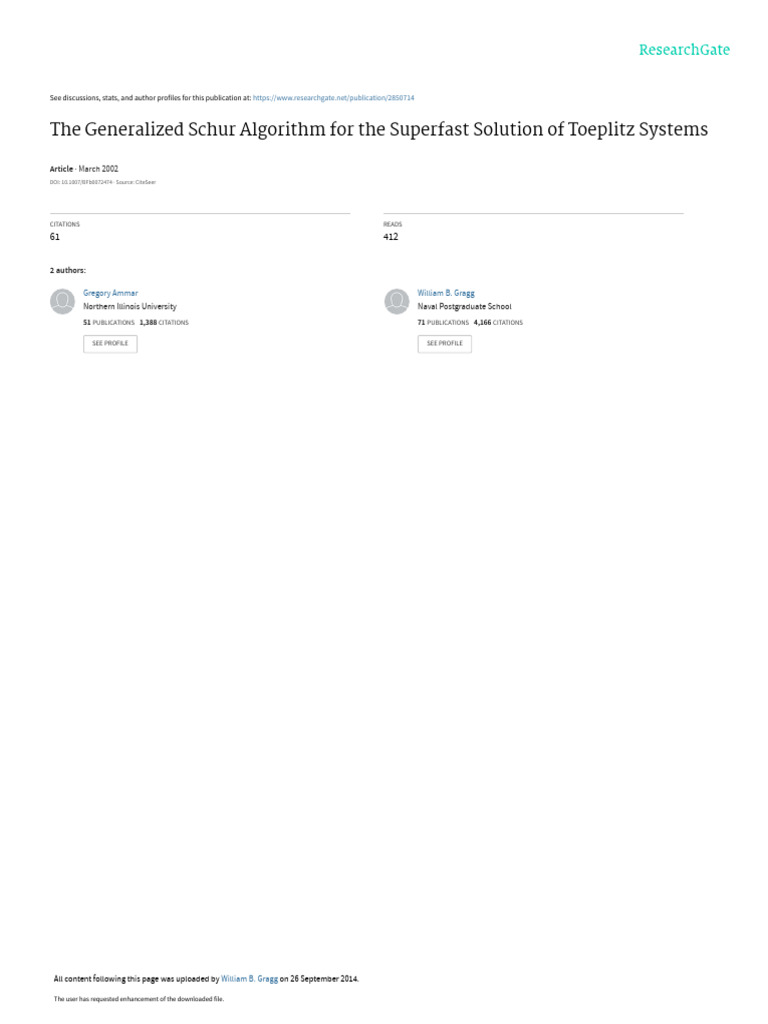 Generalized Shur Superfast | PDF | Matrix (Mathematics) | Fast Fourier ...