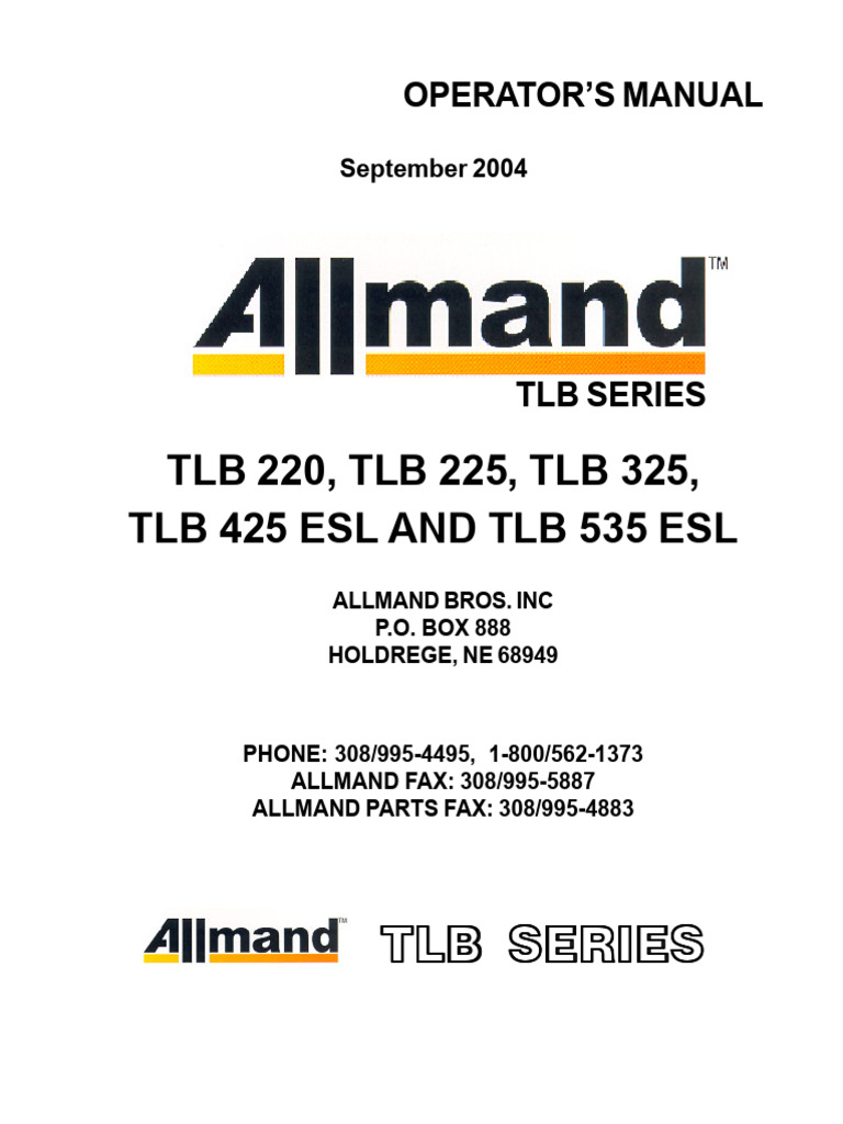 Allmand TLB Operator's Manual & Checklist | PDF | Steering | Loader ...