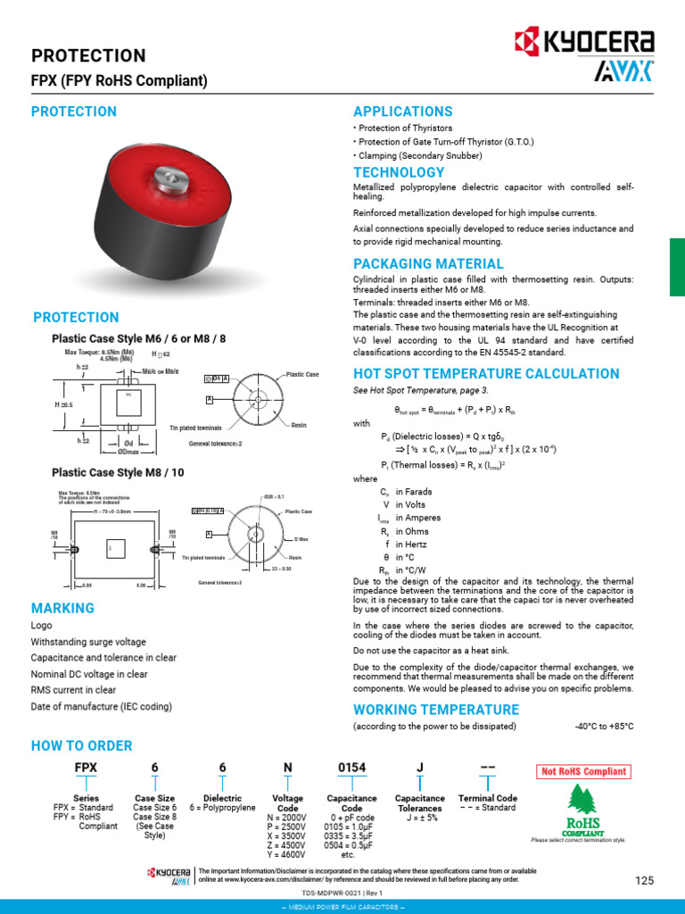 Protection: FPX (Fpy Rohs Compliant) | PDF | Capacitor | Capacitance