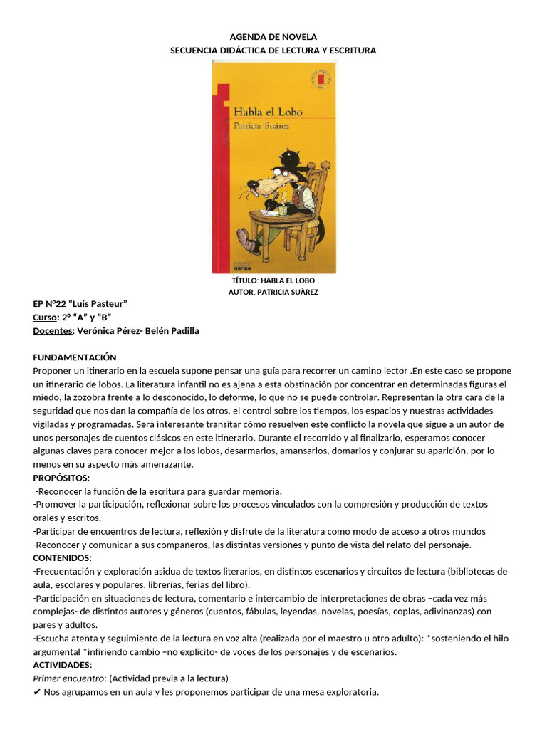 Secuencia Habla El Lobo | PDF | Cuentos | Literatura infantil