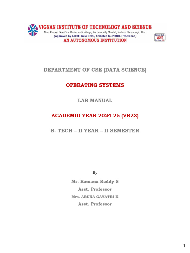 CSE 3461 Operating Systems Lab Manual | PDF | Engineering | Computer File