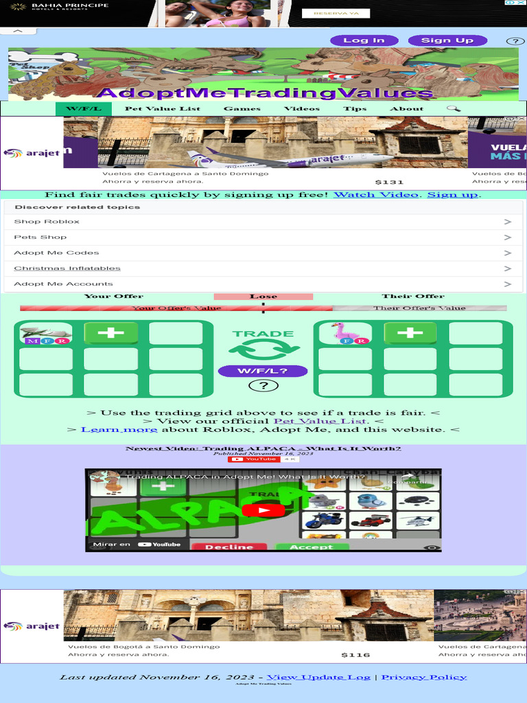 Roblox Adopt Me Trading Values - Win Fair Lose WFL 4 | PDF