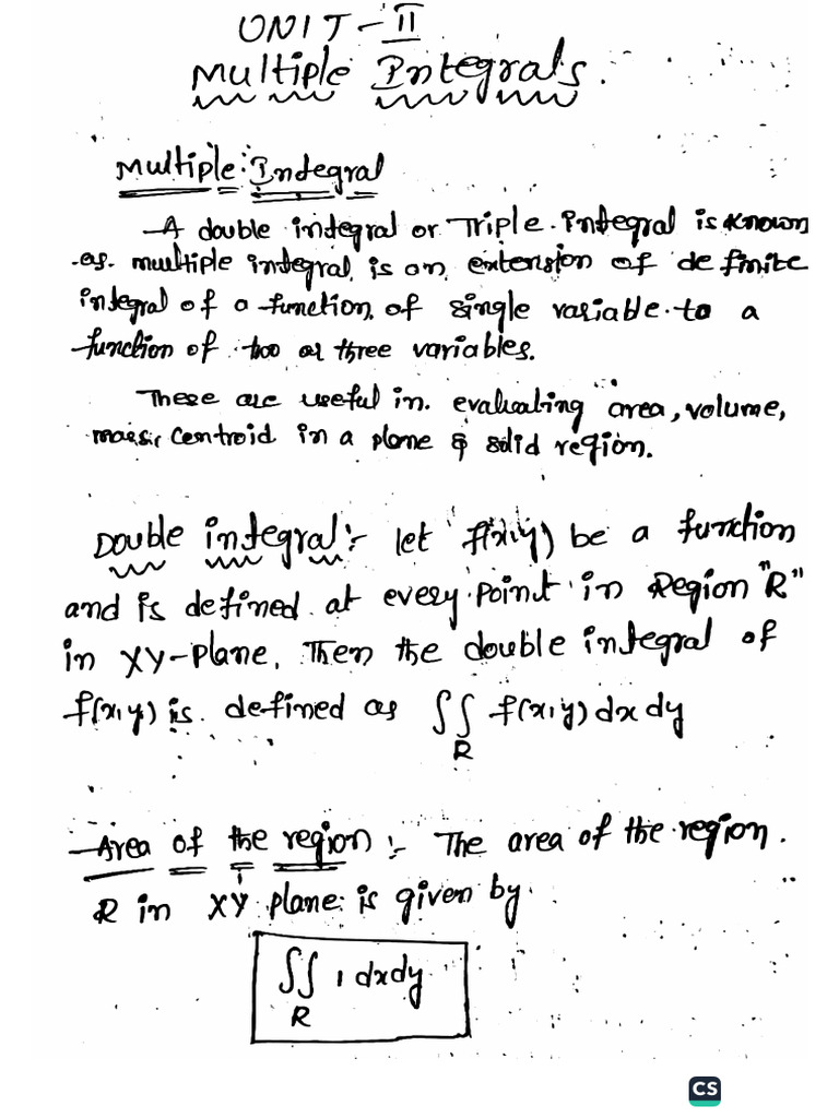 Unit-II Multiple Integrals (AC) | PDF
