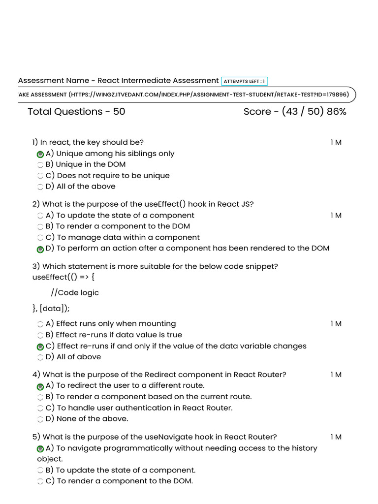 React Intermediate Assessment ANS | PDF | Computer Programming | Computing