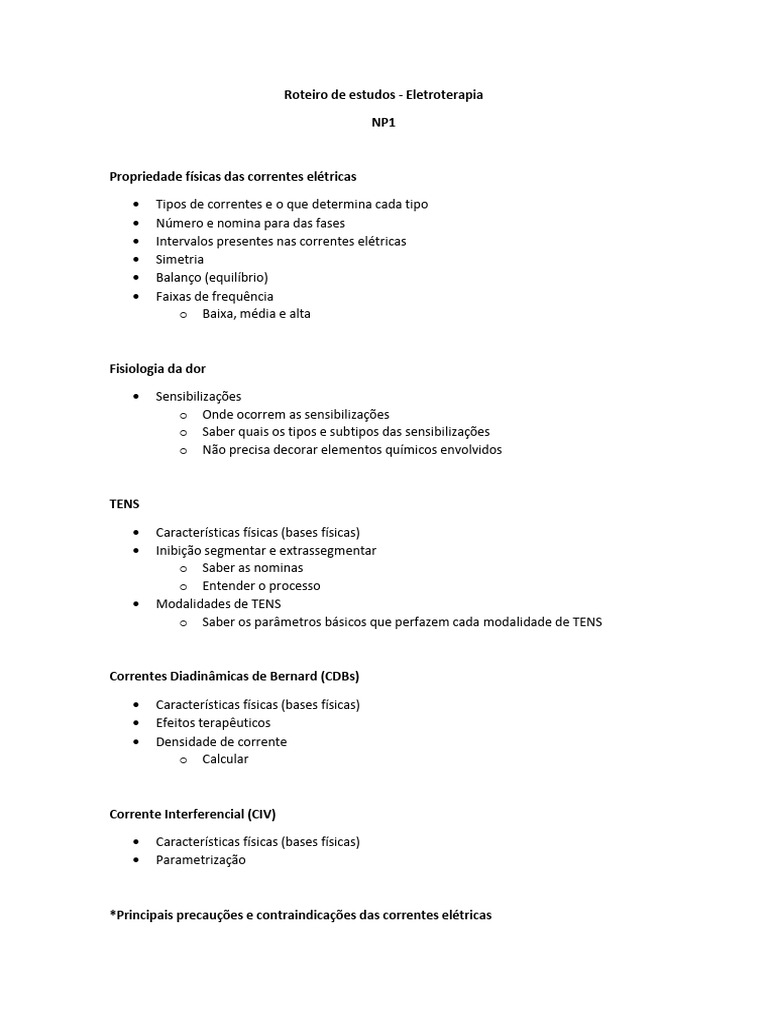 Roteiro de Estudos NP1 2025 | PDF