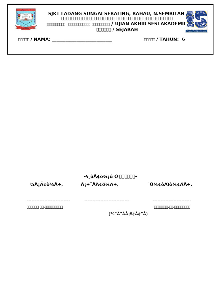 UASA SEJARAH Y6 | PDF