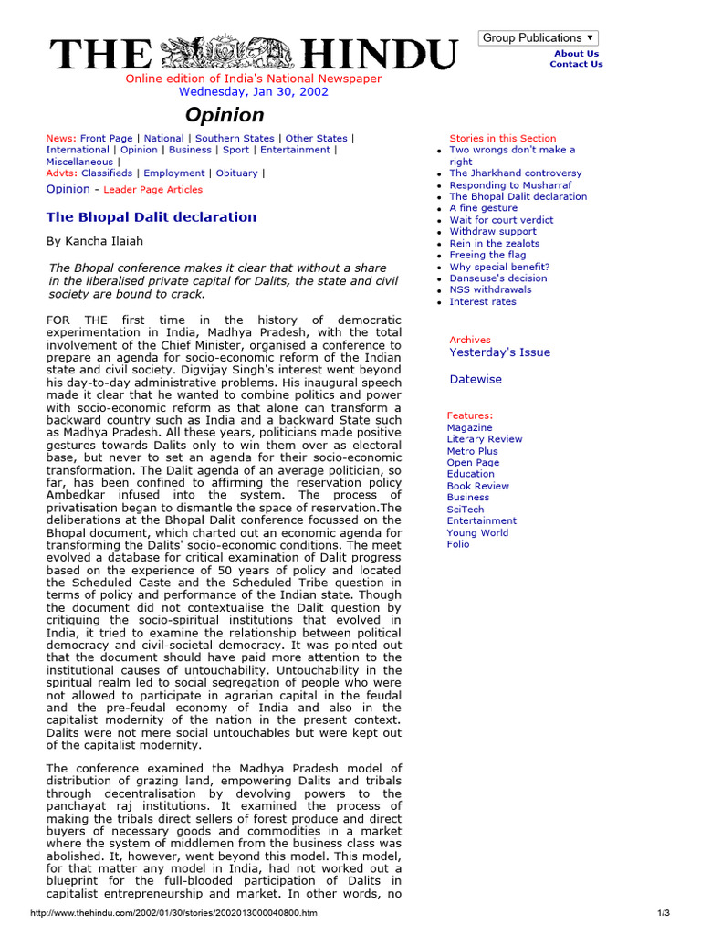 Bhopal Dalit Declaration Insights | PDF | Dalit | Caste