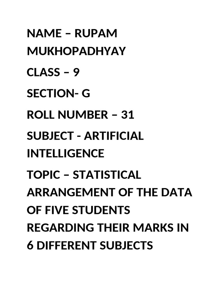 Class 9 Ai Project Pdf
