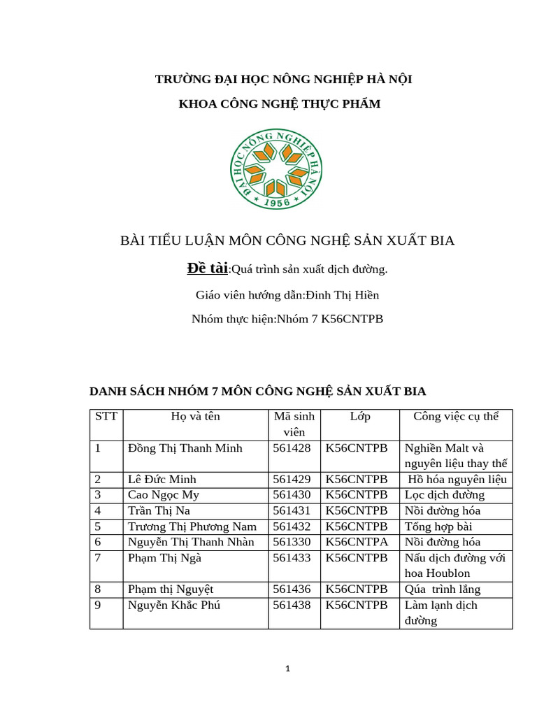 [123doc] - qua-trinh-san-xuat-dich-duong-trong-san-xuat-bia | PDF