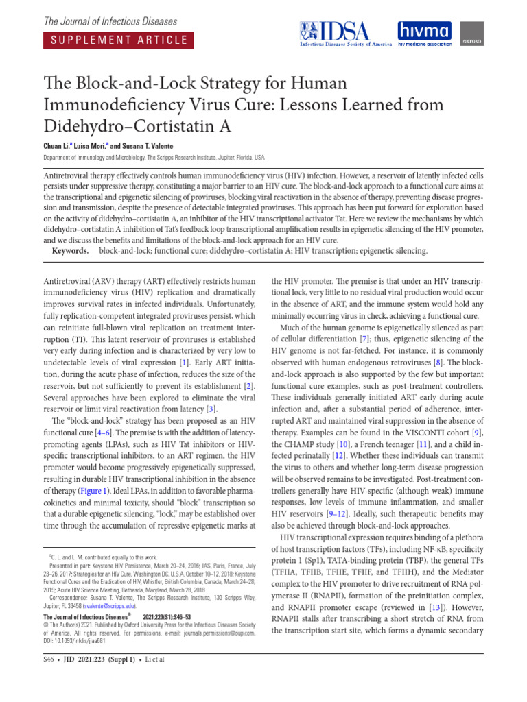 The Block-and-Lock Strategy | PDF | Hiv | Management Of Hiv/Aids