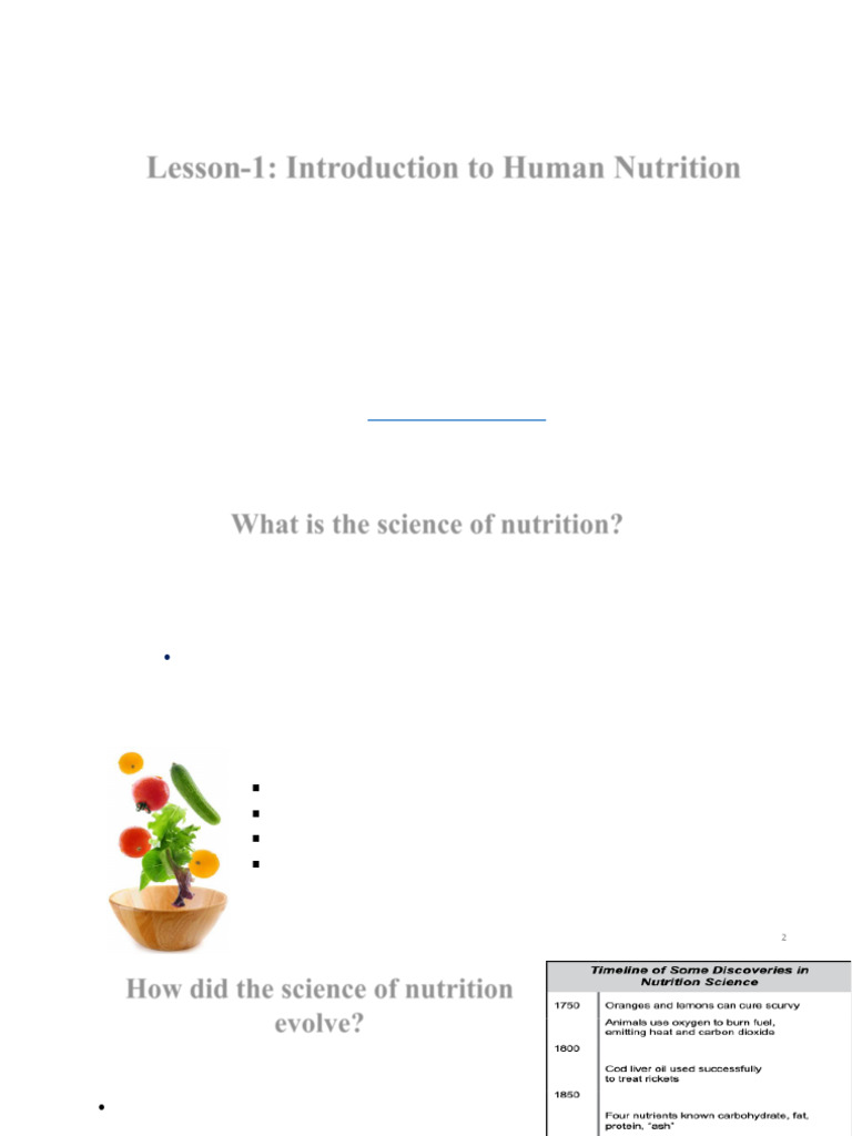 L-1 Introduction To Human Nutrition | PDF | Foods | Nutrients