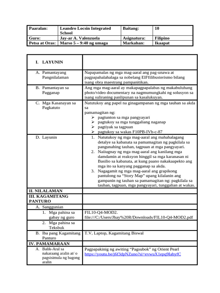 LP-Template - Filipino (2) KABANATA 2 | PDF