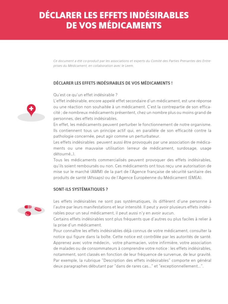 Déclarer Les Effets Indésirables de Vos Médicaments | PDF | Médicament ...