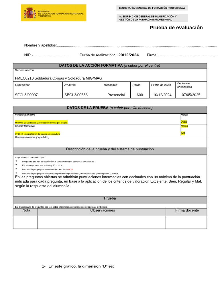 Prueba de Evaluación | PDF | Soldadura | Construcción