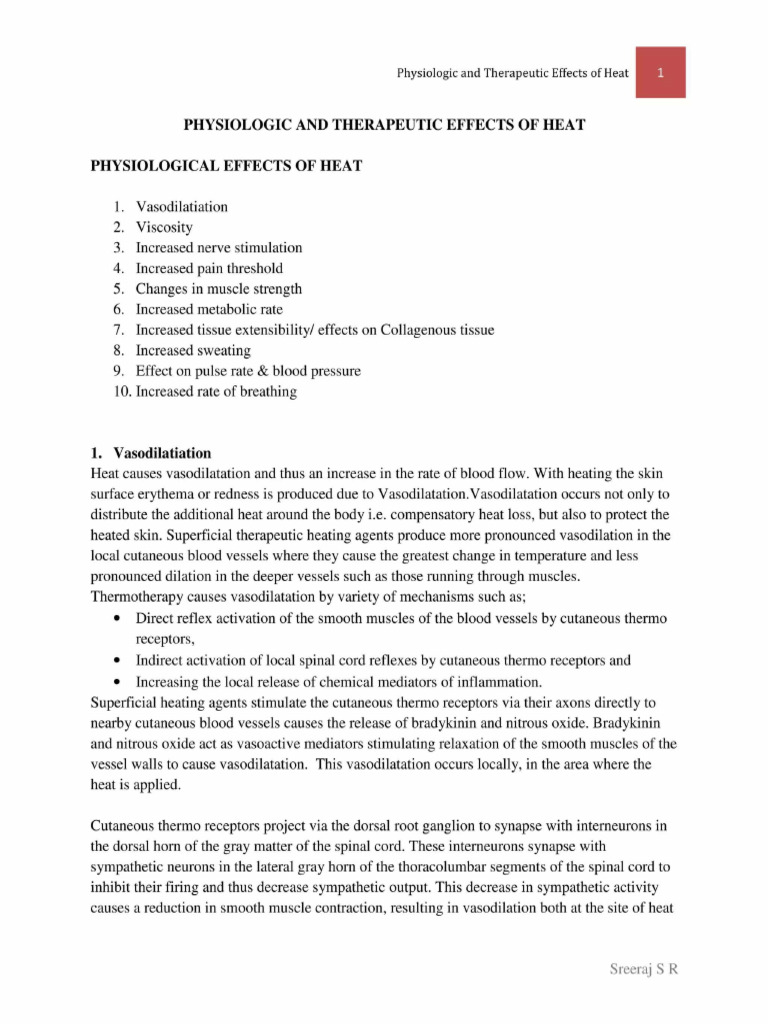 Physiological Effects of Heat | PDF