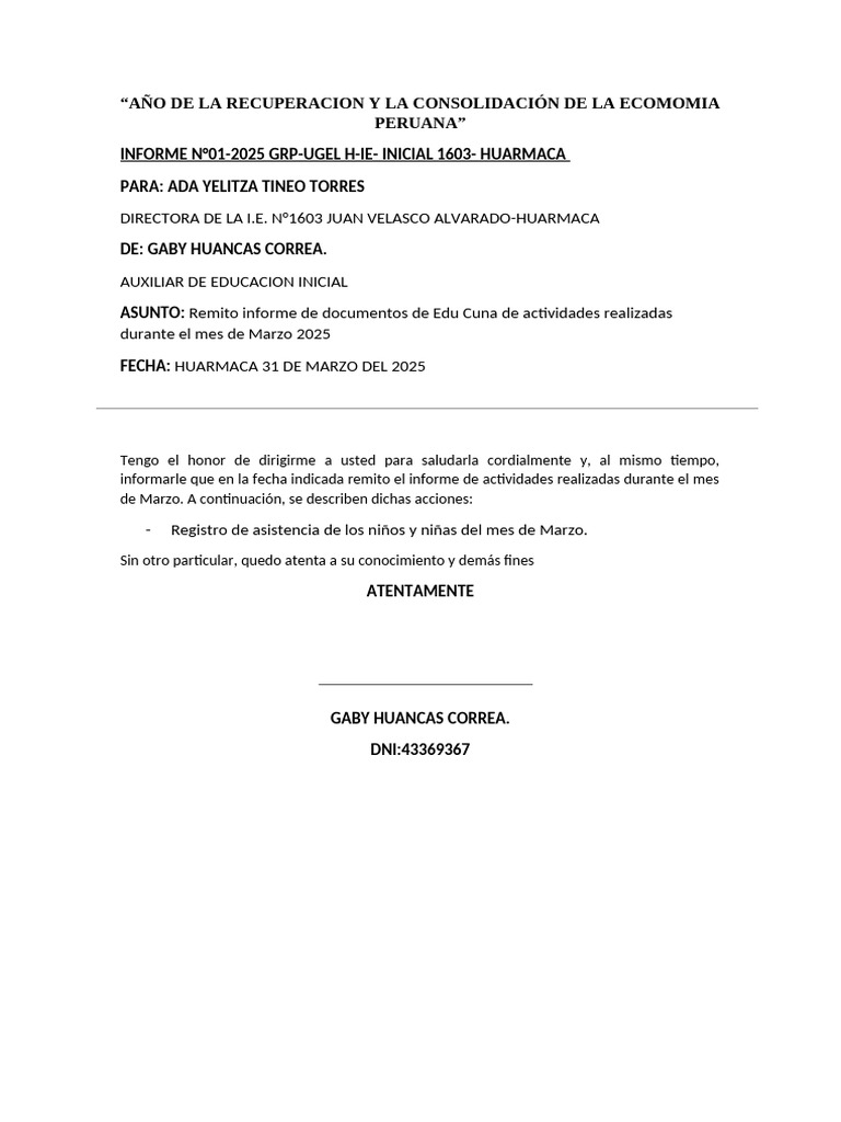 Informe Gaby | PDF