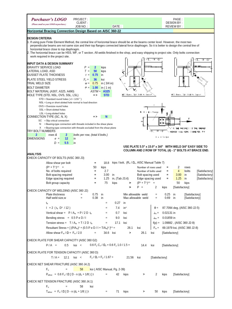 Horizontal Bracing Connection | PDF | Beam (Structure) | Structural ...