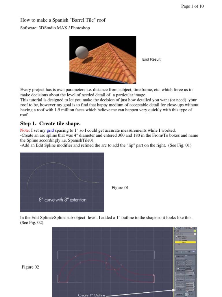 Spanish Barrel Tile Roof Tutorial | PDF | Texture Mapping | Roof