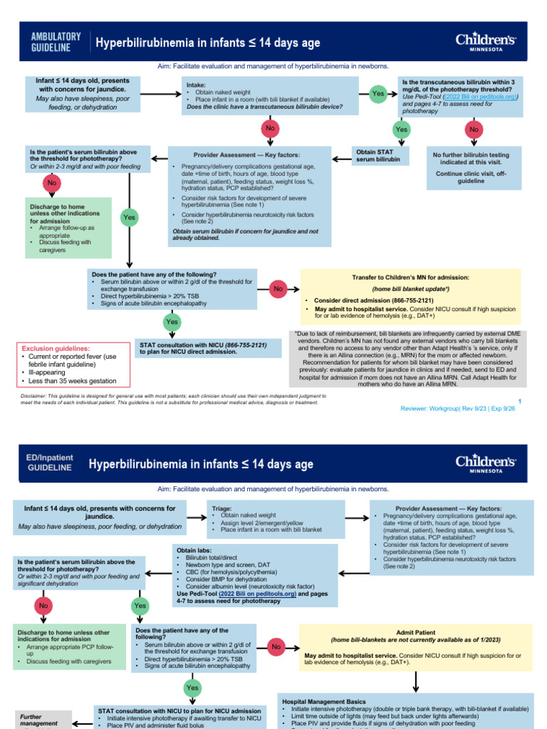 Hyperbilirubinemia Management in Newborns | PDF | Diseases And ...