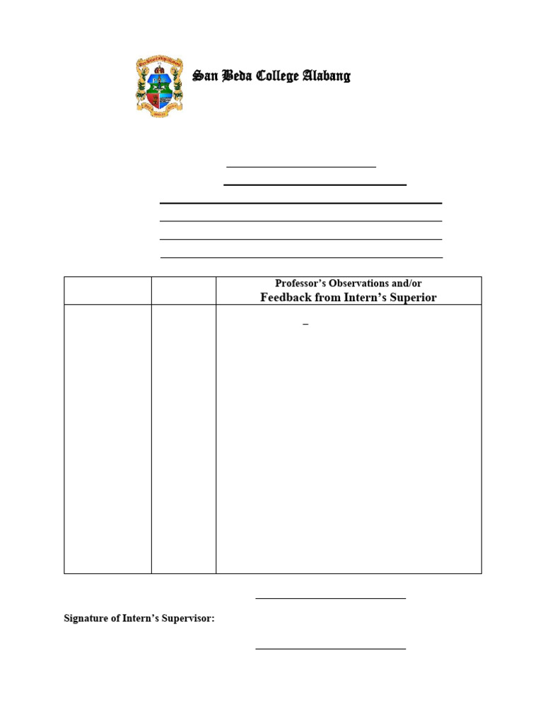 San Beda College Internship Observation Form | PDF