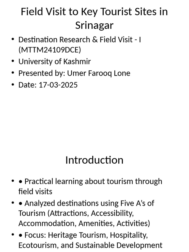 Field Visit Insights on Srinagar Tourism | PDF | Tourism