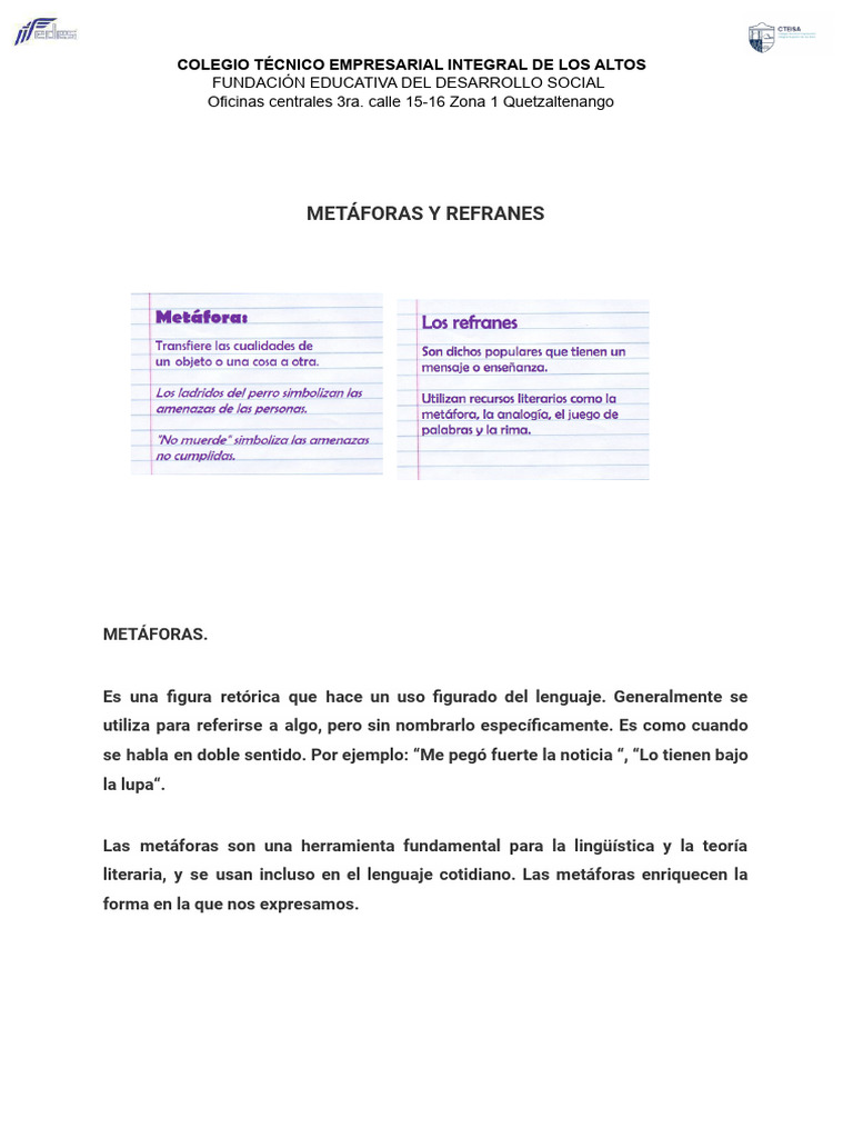 Metáforas y Refranes | PDF