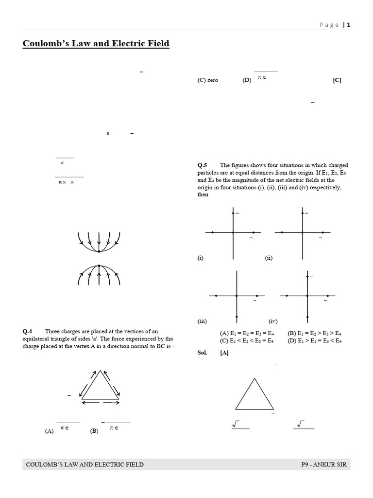 Coulomb's Law and Electric Field | PDF | Electric Field | Electron